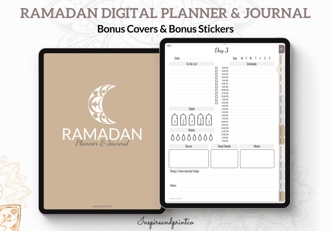 Printable Ramadan Planner in English & Arabic - InspireAndPrintCo